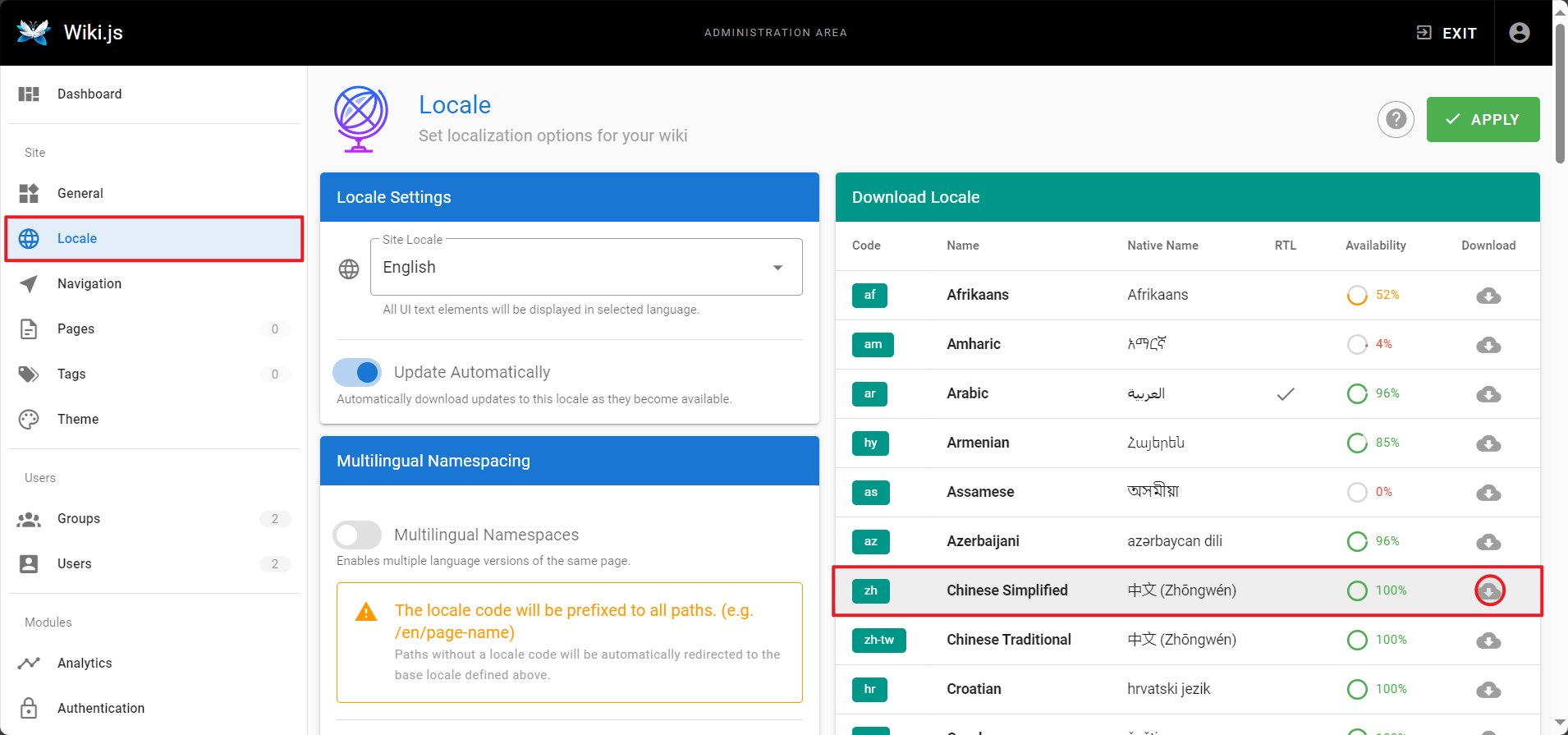 使用Wiki.js搭建自己的Wiki - 云服务器 RCS - 雨云论坛